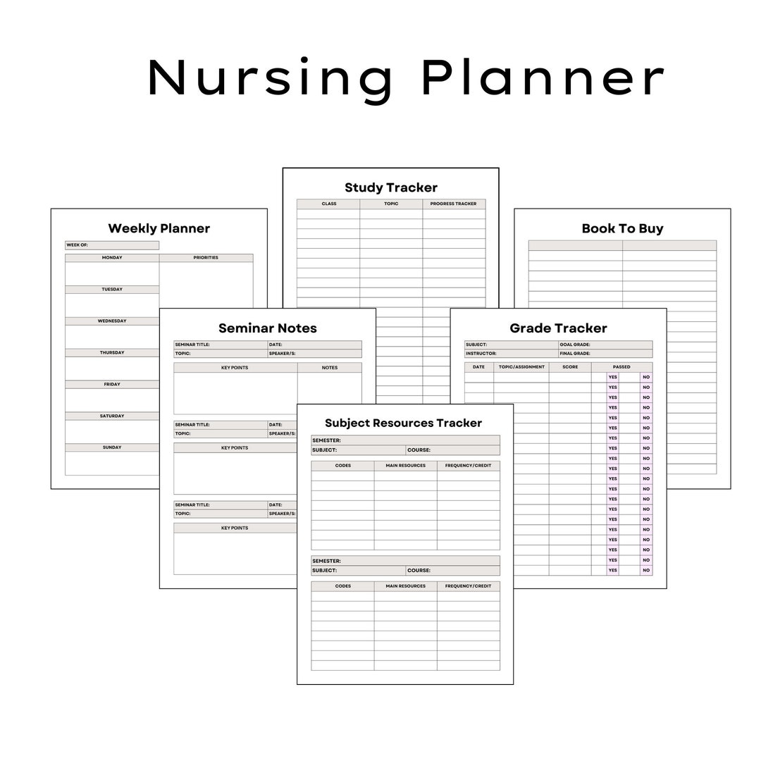 Printable Nursing Student Planner, Nursing Notes, Nursing Study Plan ...