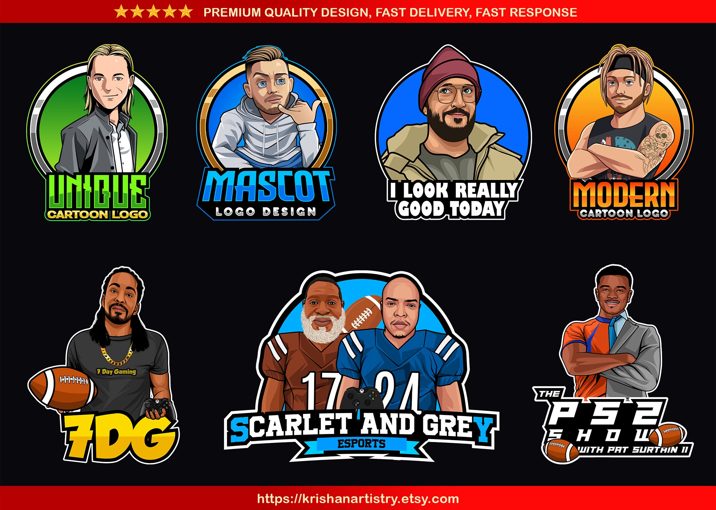 Custom Cartoon Logo, Custom Logo, Podcast Logo, Mascot Logo, Twitch ...