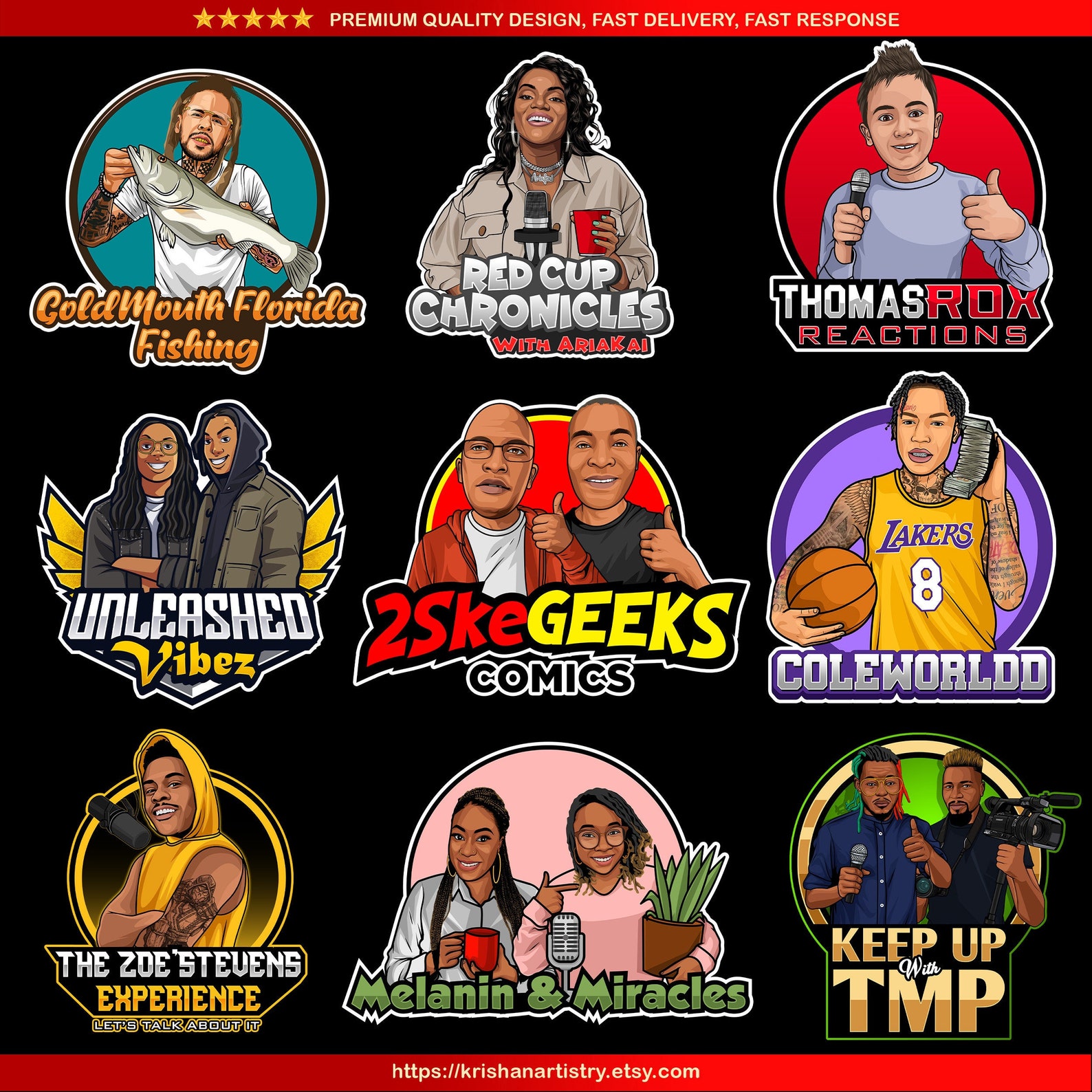 Custom Cartoon Logo, Custom Logo, Podcast Logo, Mascot Logo, Twitch ...