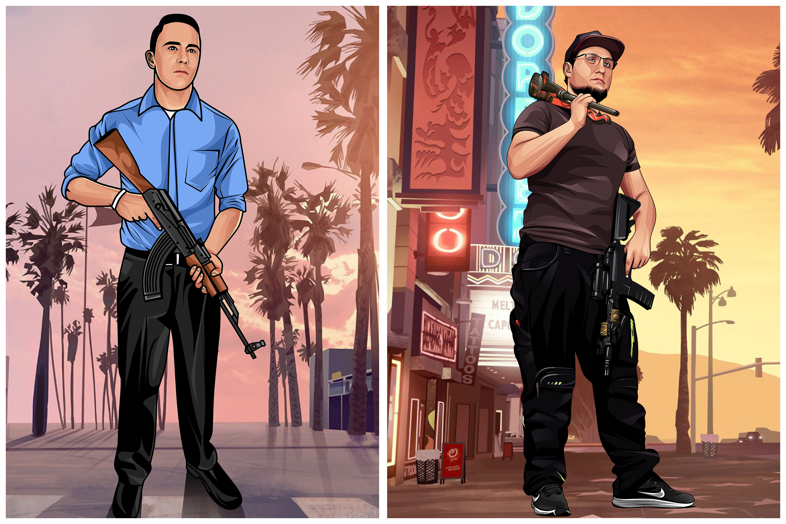 Custom Gta Style Cartoon Portrait, Custom Portrait for Gifts, Cartoon ...