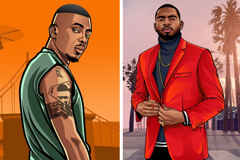 Custom Gta Style Cartoon Portrait, Custom Portrait for Gifts, Cartoon ...