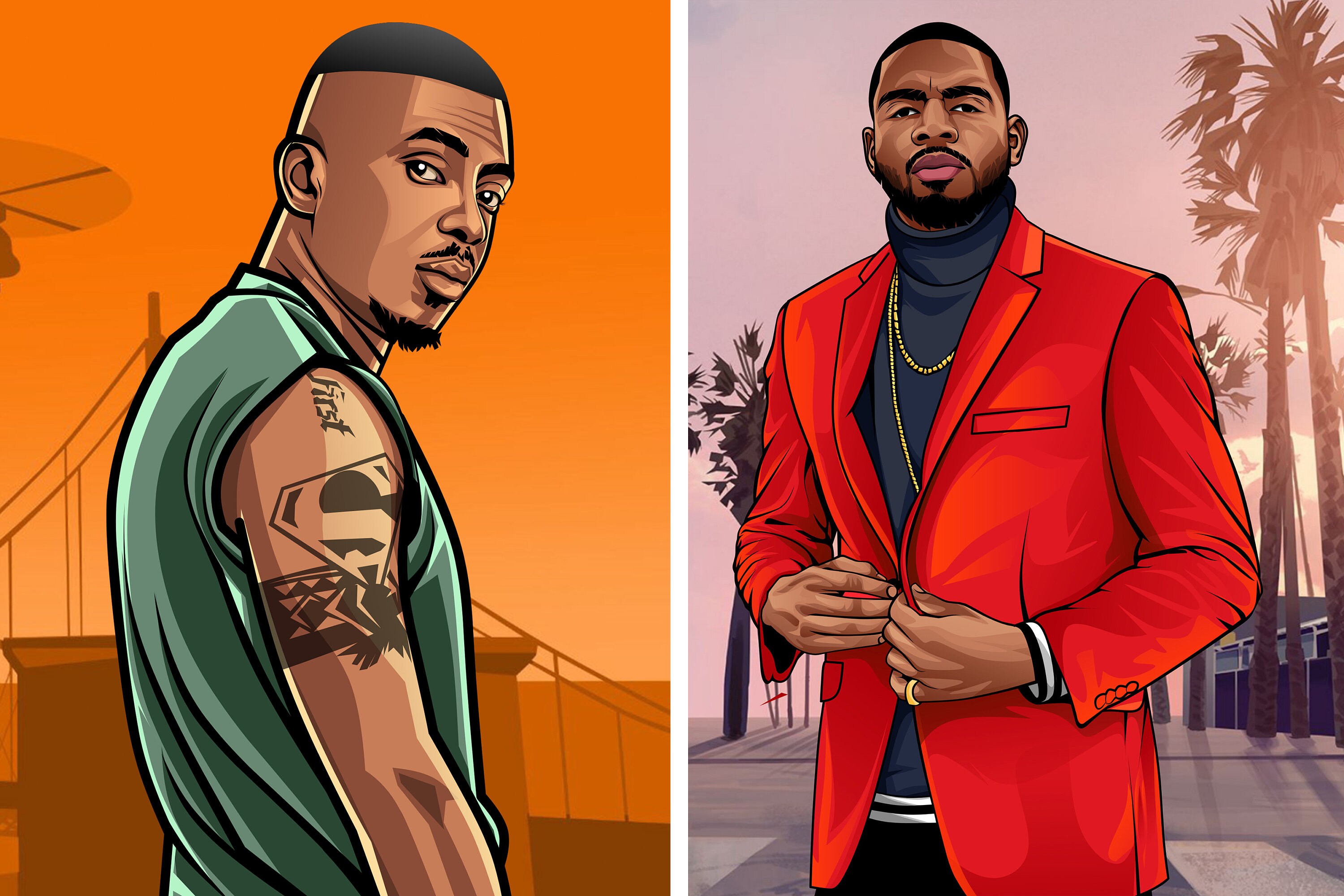Custom Gta Style Cartoon Portrait, Custom Portrait for Gifts, Cartoon ...