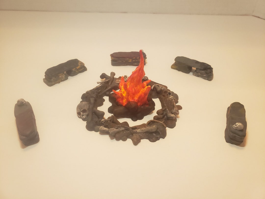 7 Piece, Hand-painted Camp Fire Miniature Set - Etsy