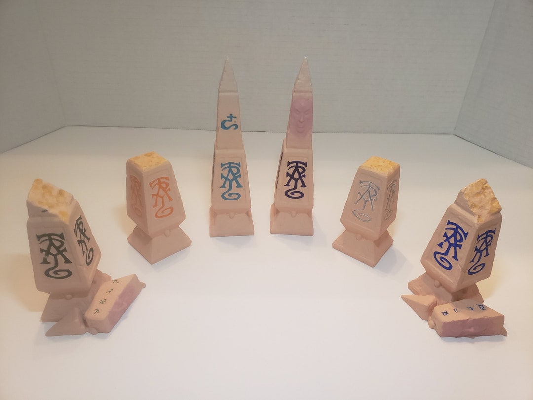 6 Piece, Hand-painted Stone Obelisks/pillars/waystones With Faces - Etsy