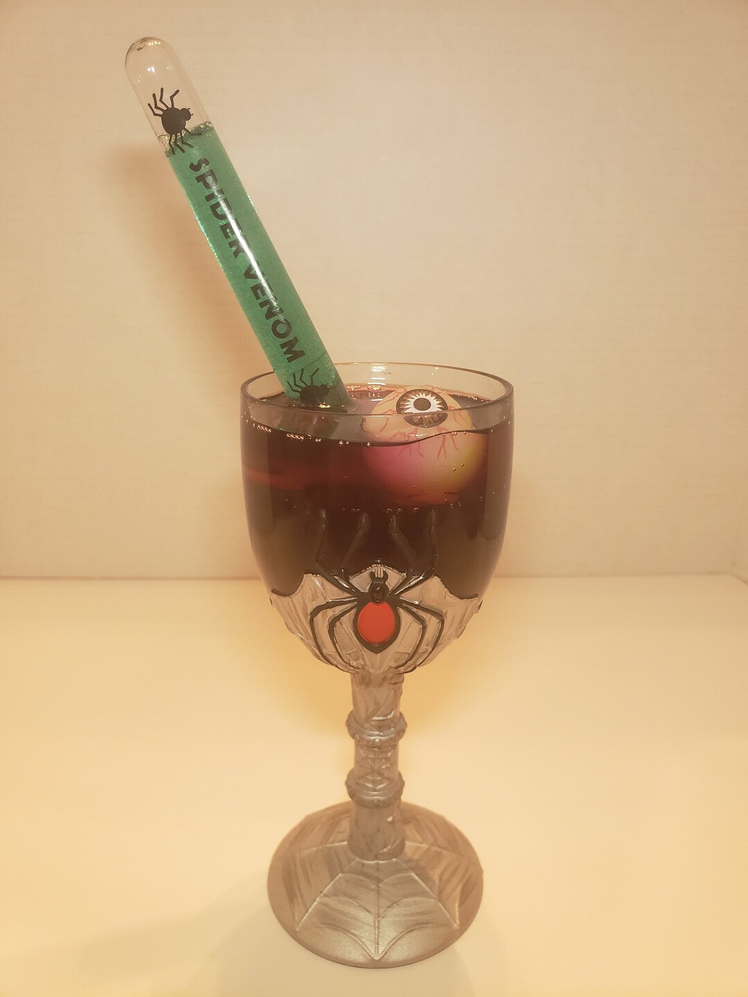 Silver Spider Goblet of Red Liquid With Spider Venom & Floating Eyeball ...