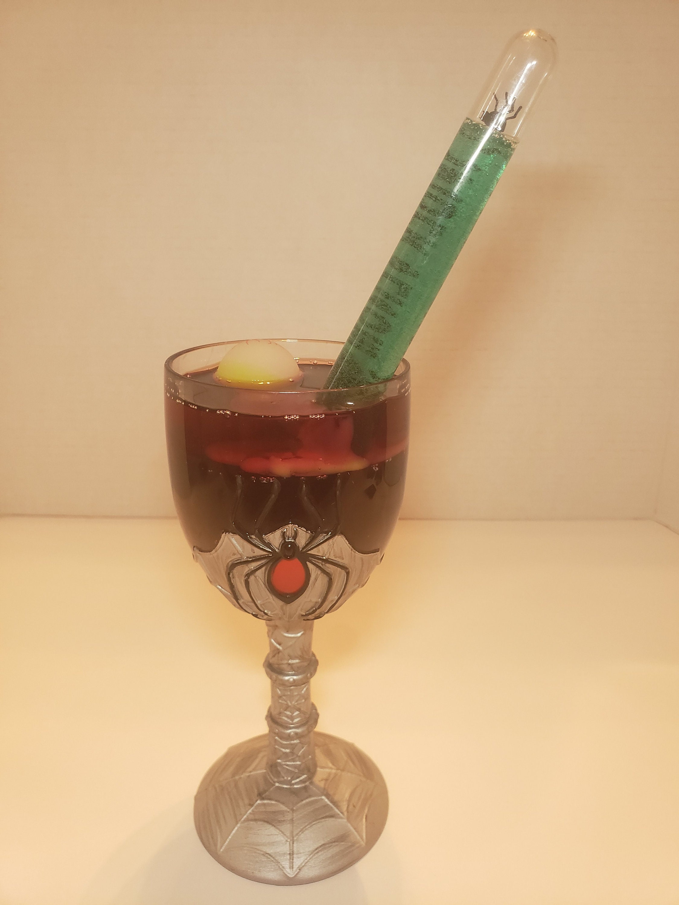 Silver Spider Goblet of Red Liquid With Spider Venom & Floating Eyeball ...