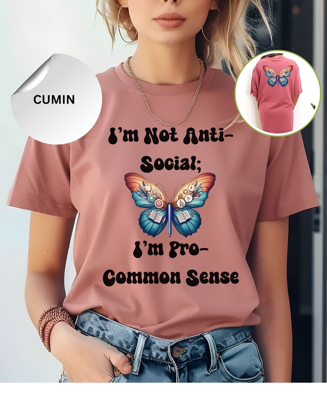 Butterfly Common Sense T-shirt: Ironic Introvert Gift - Etsy