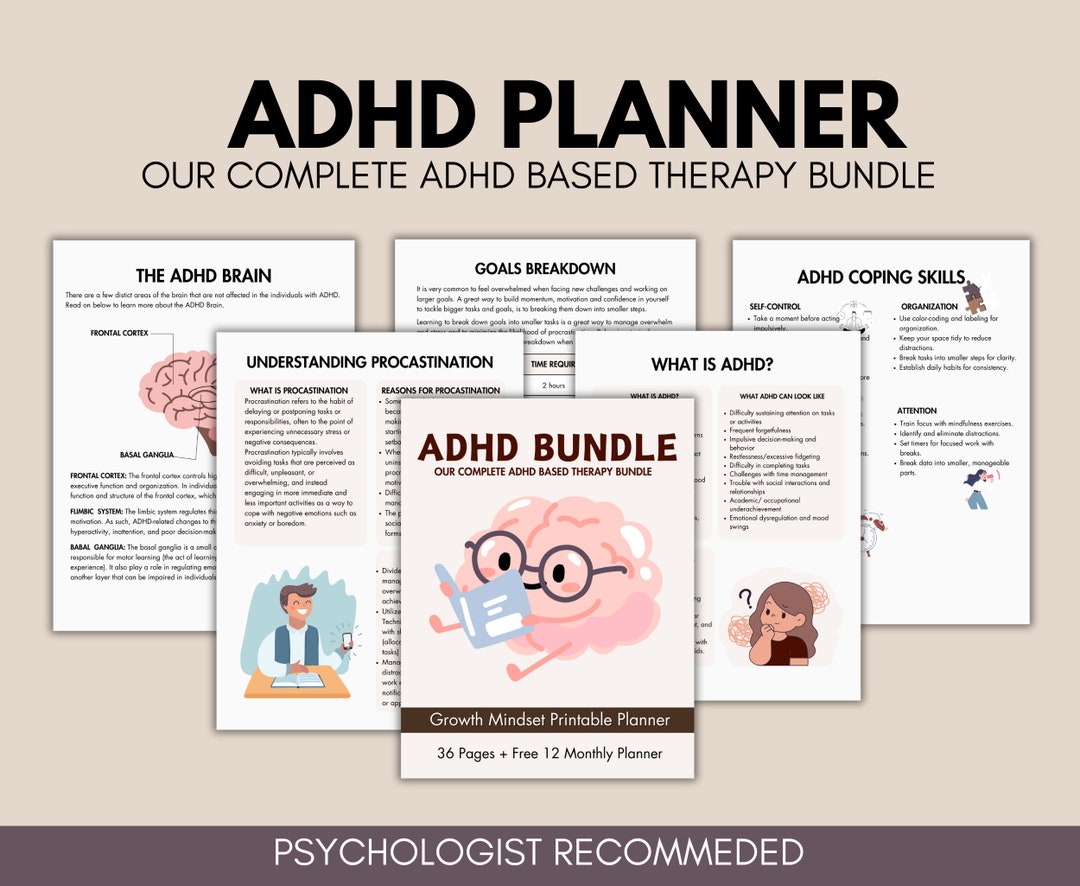 Ultimate ADHD Worksheets Mega Bundle for Adults & Teens, CBT for ADHD ...