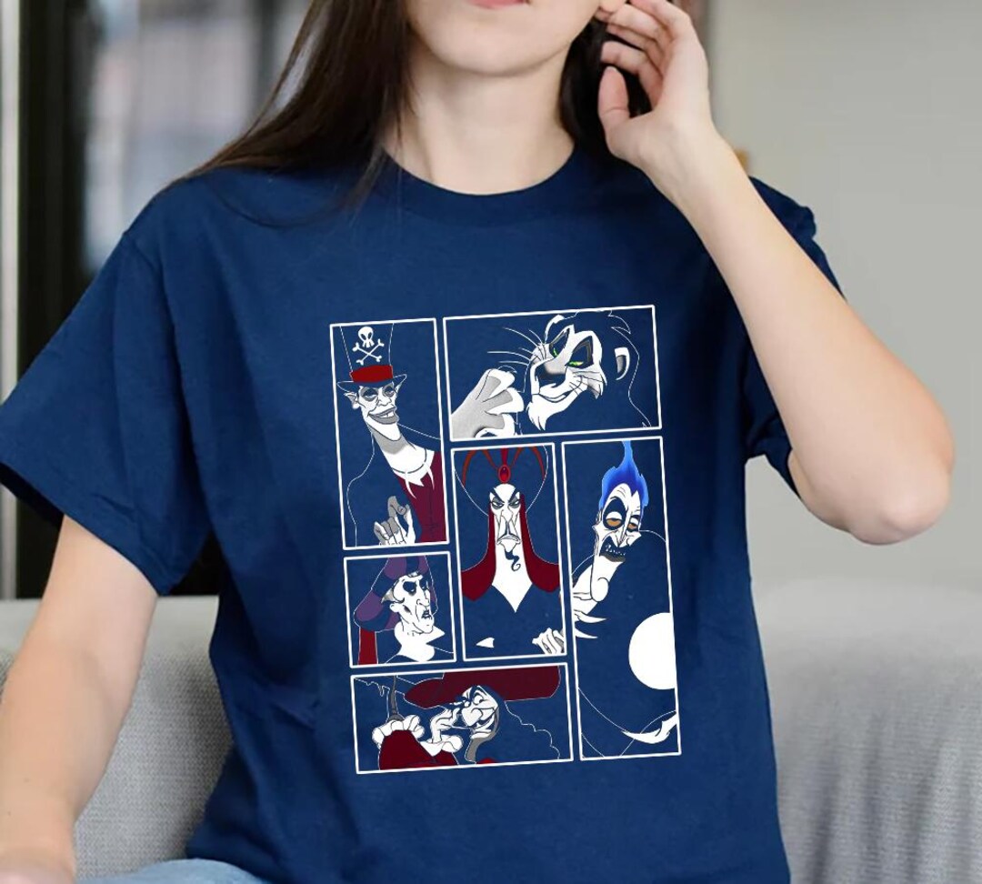 Disney Male Villains Jafar Captain Hook Hades Scar Comic Frame Shirt ...