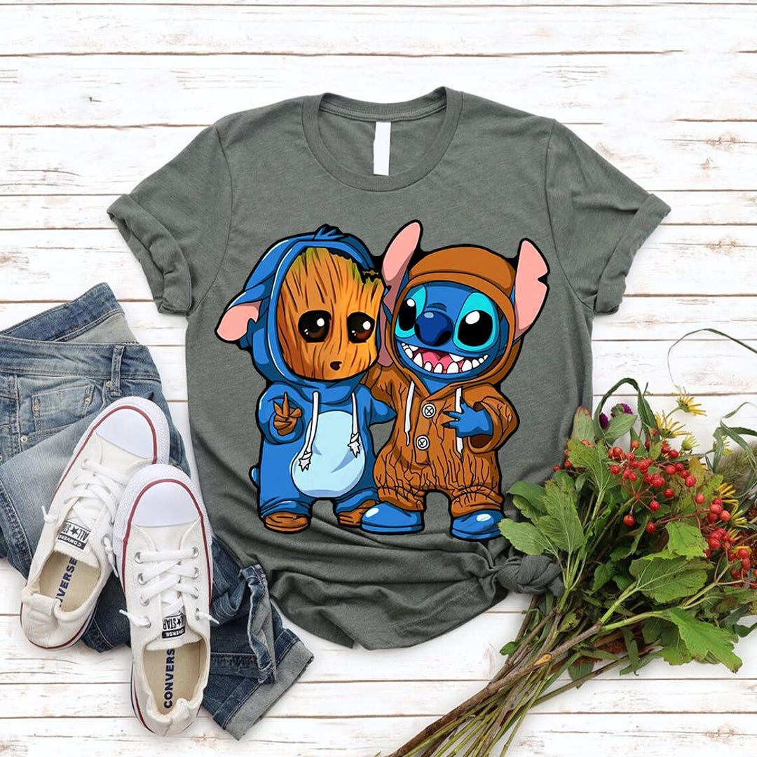Disney Stitch and Groot Best Friend Costume Shirt, Stitch & Baby Groot ...