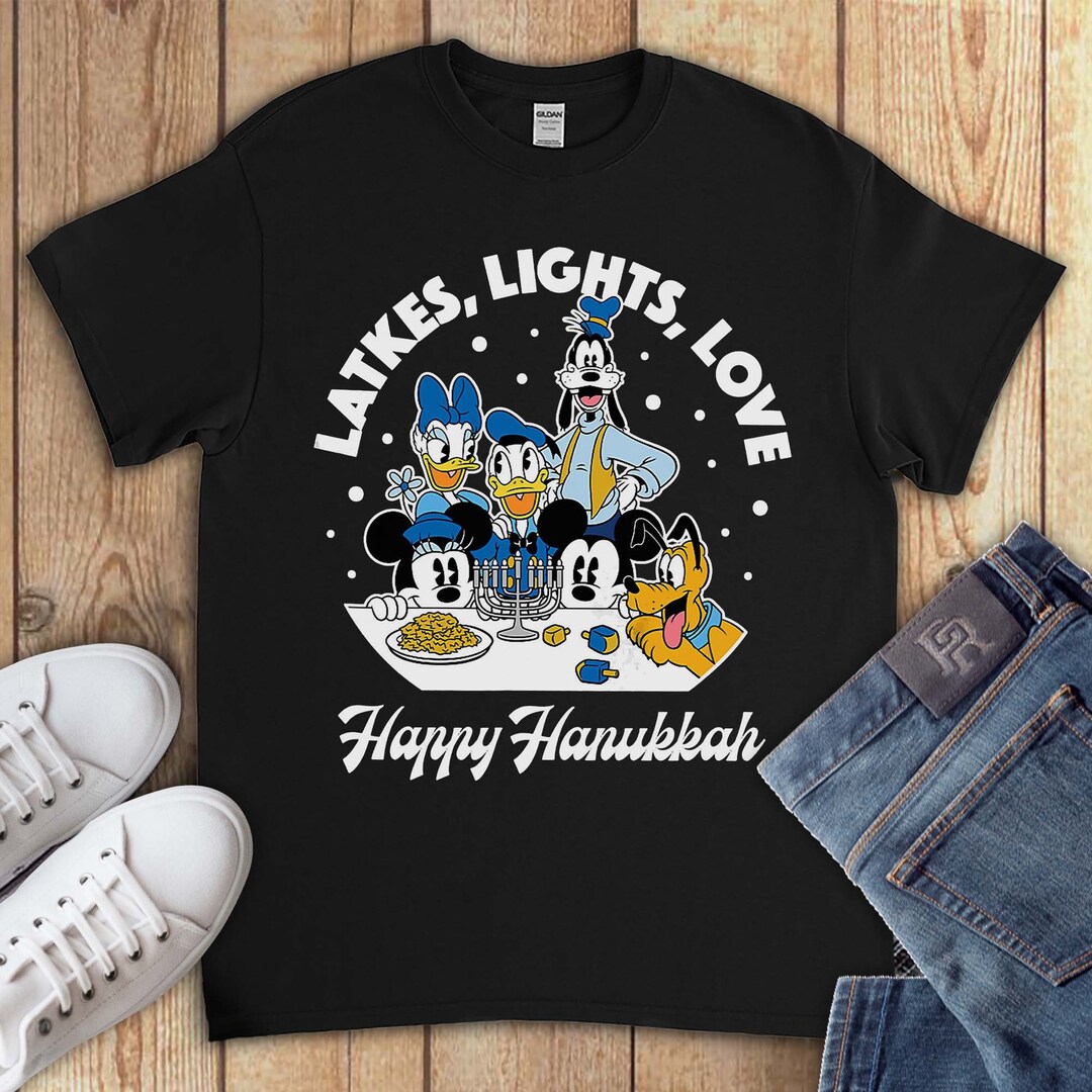 Disney Mickey Mouse Happy Hanukkah Shirt, Funny Latkes Lights Love ...