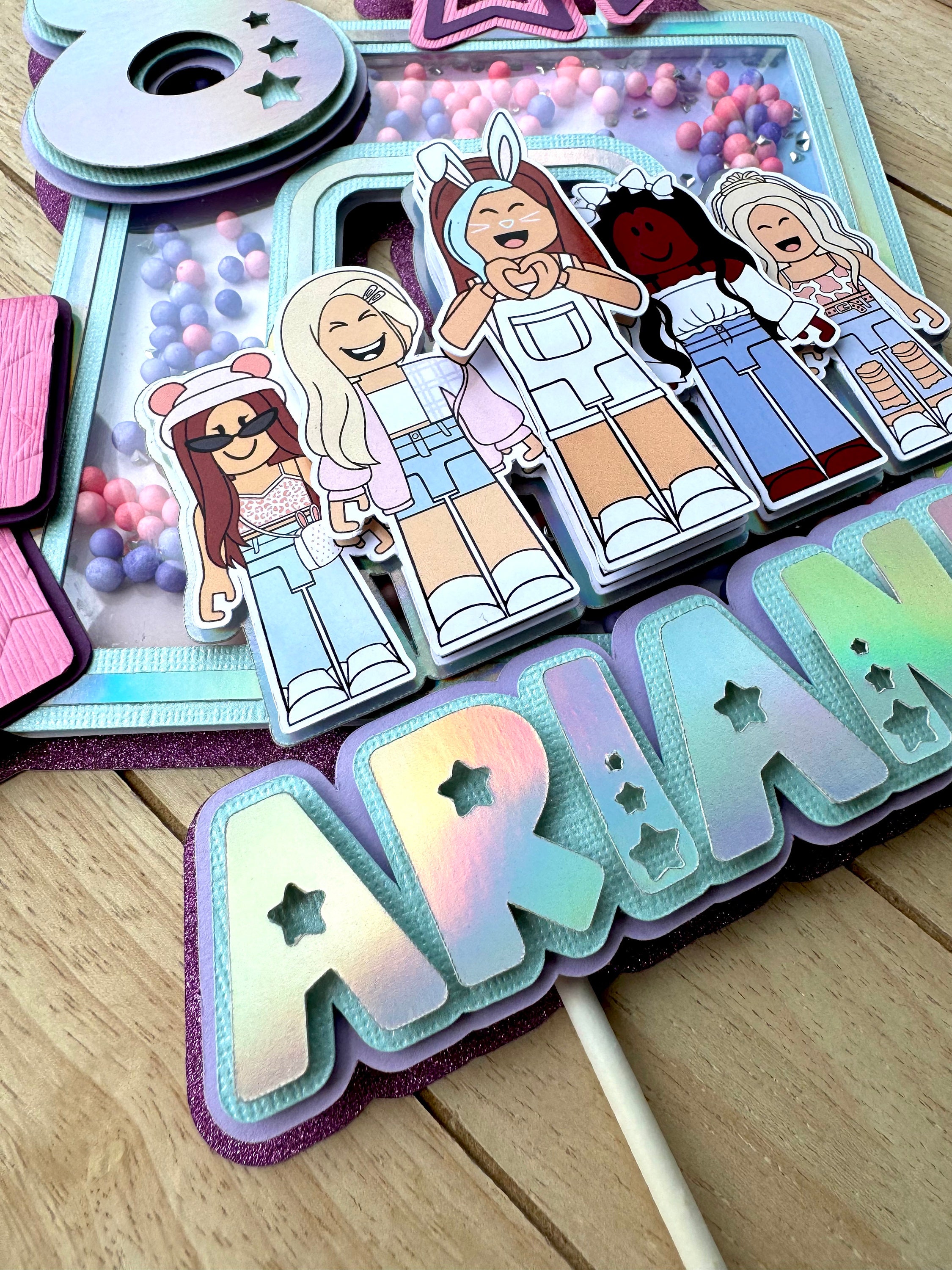 Roblox Girl Cake Topper Shaker, Online Game Party Decor, Gamer Cake ...