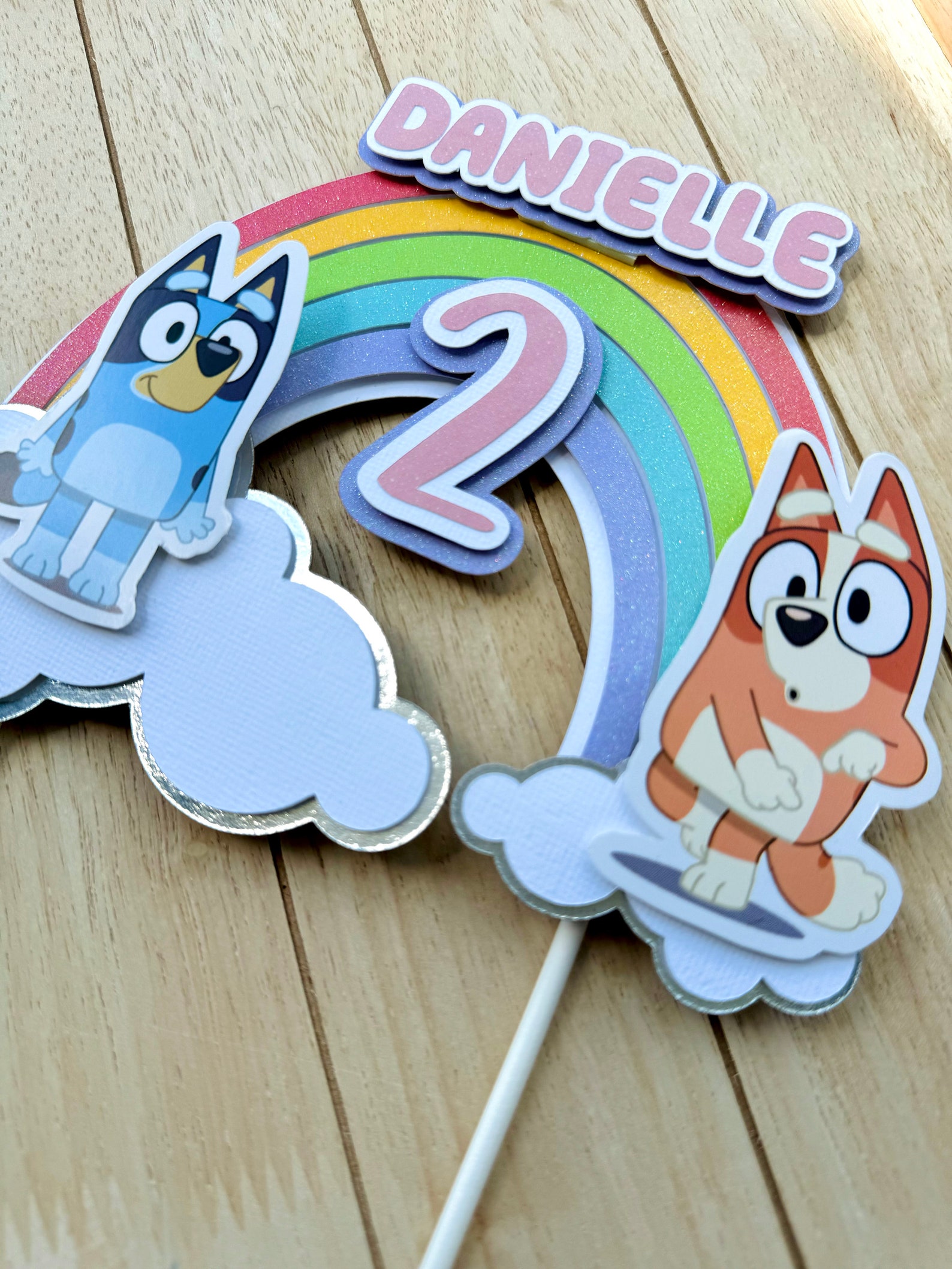 Bluey Cake Topper, Bluey and Bingo Cake Topper, Rainbow Bluey Theme ...