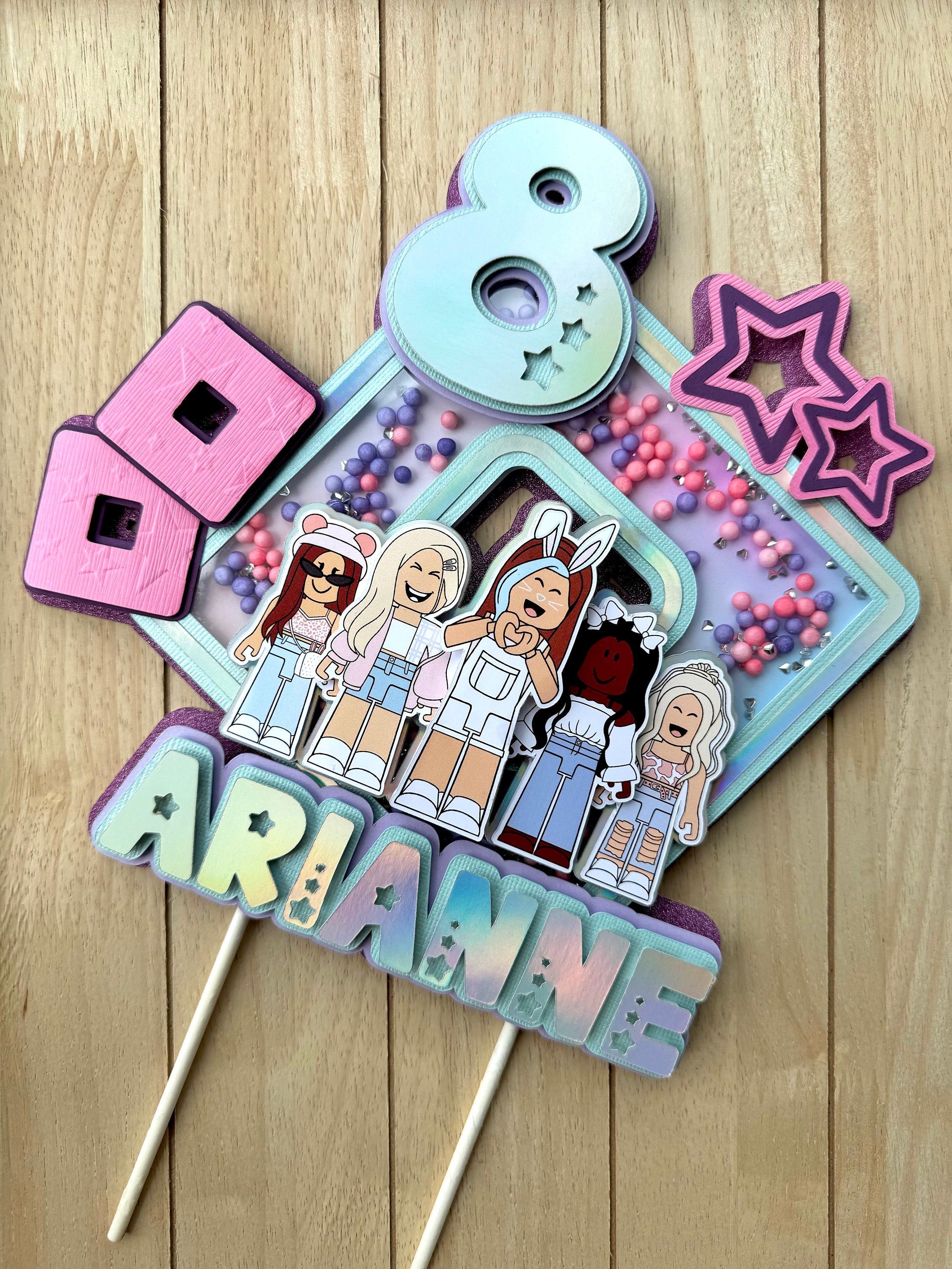 Roblox Girl Cake Topper Shaker, Online Game Party Decor, Gamer Cake ...