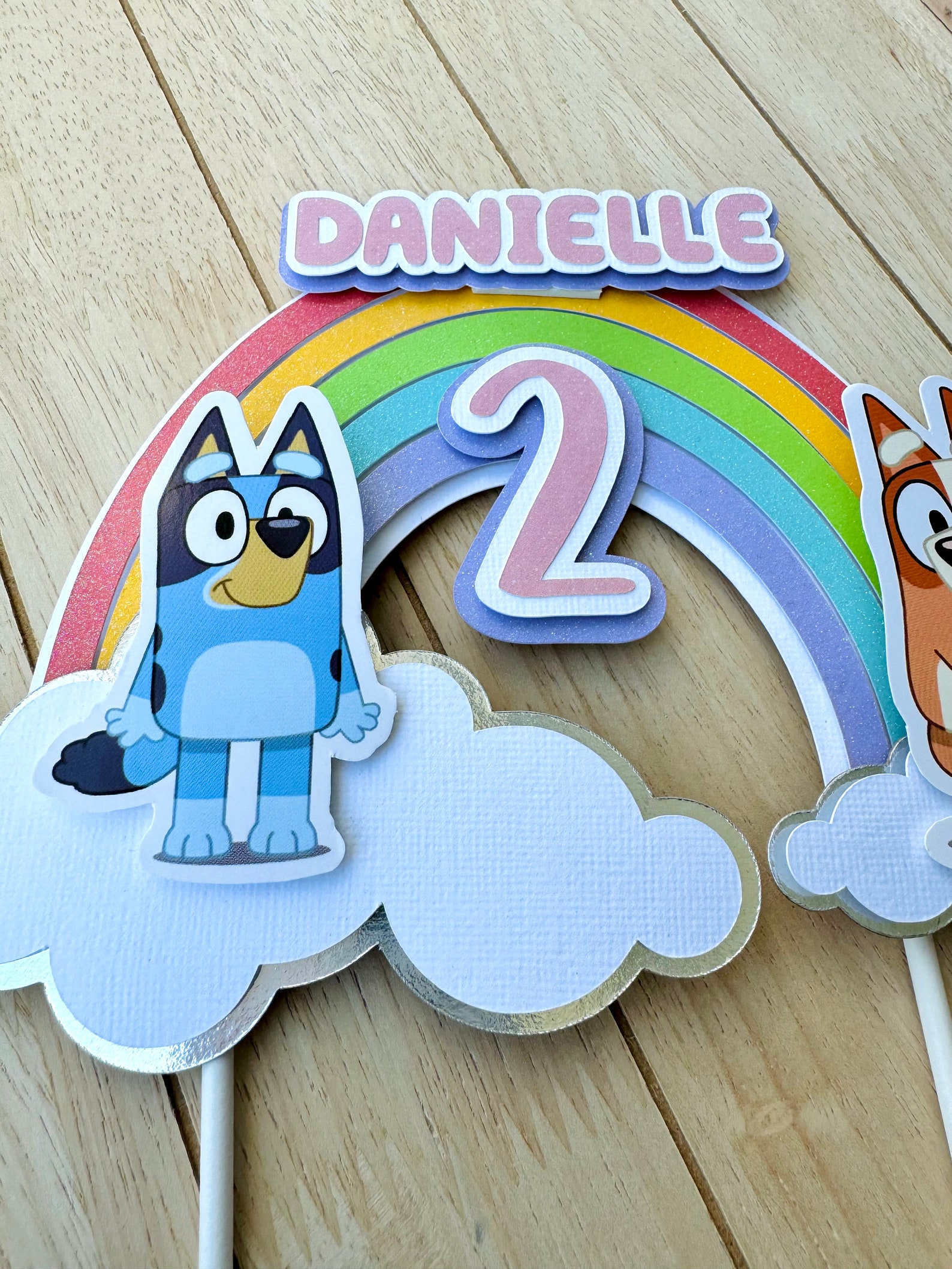 Bluey Cake Topper, Bluey and Bingo Cake Topper, Rainbow Bluey Theme ...