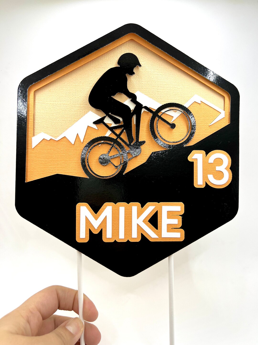 Mountain Biking Cake Topper Shaker, Biking Theme Cake Topper, Mountain ...