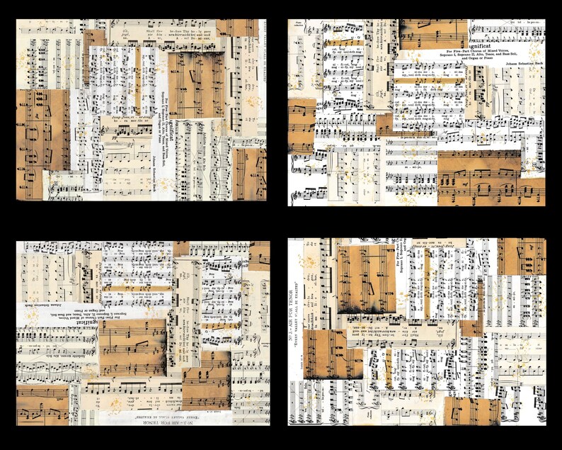 Set of 31 Printables, Sheet Music & Collage Background Pages, Junk ...