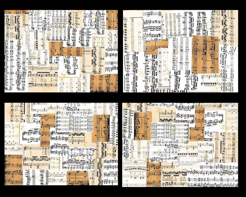 Set of 31 Printables, Sheet Music & Collage Background Pages, Junk ...