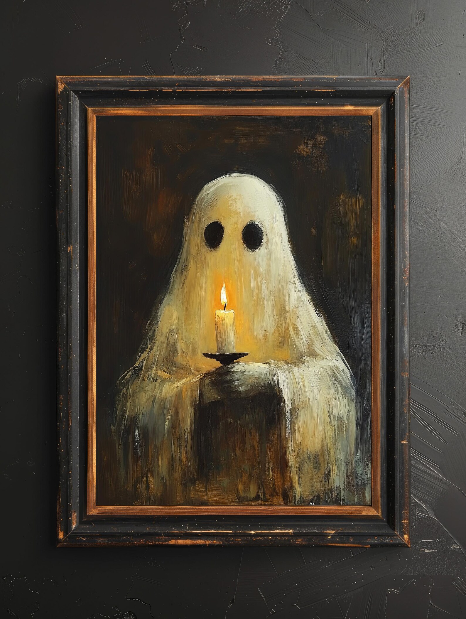 Halloween Ghost Painted Ghost Wall Art Vintage Oil Painting Gothic Dark ...