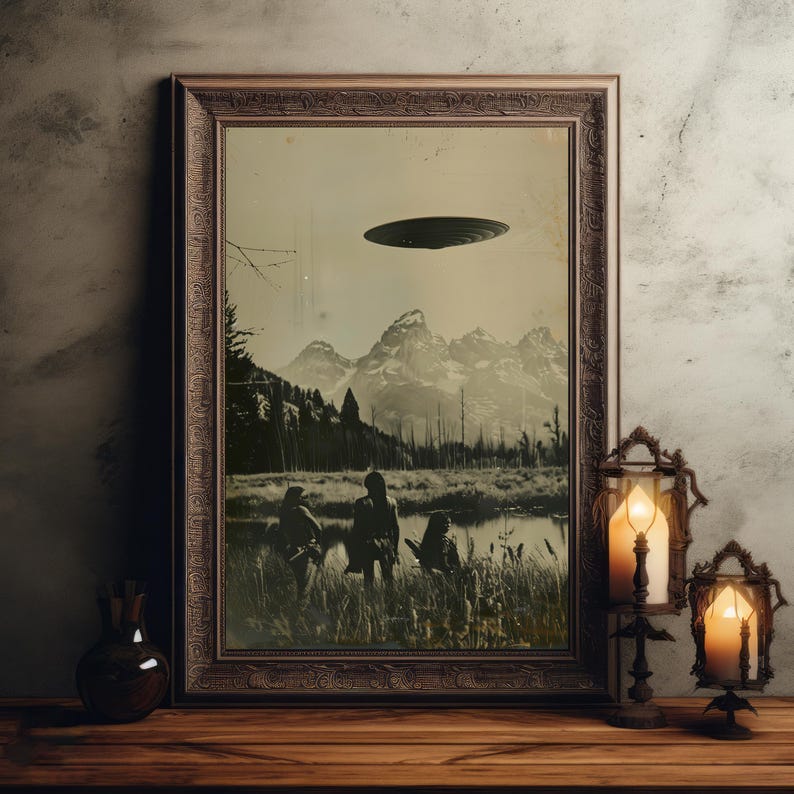 Vintage Alien Close Encounter Wall Art, Dark Academia, Native American ...