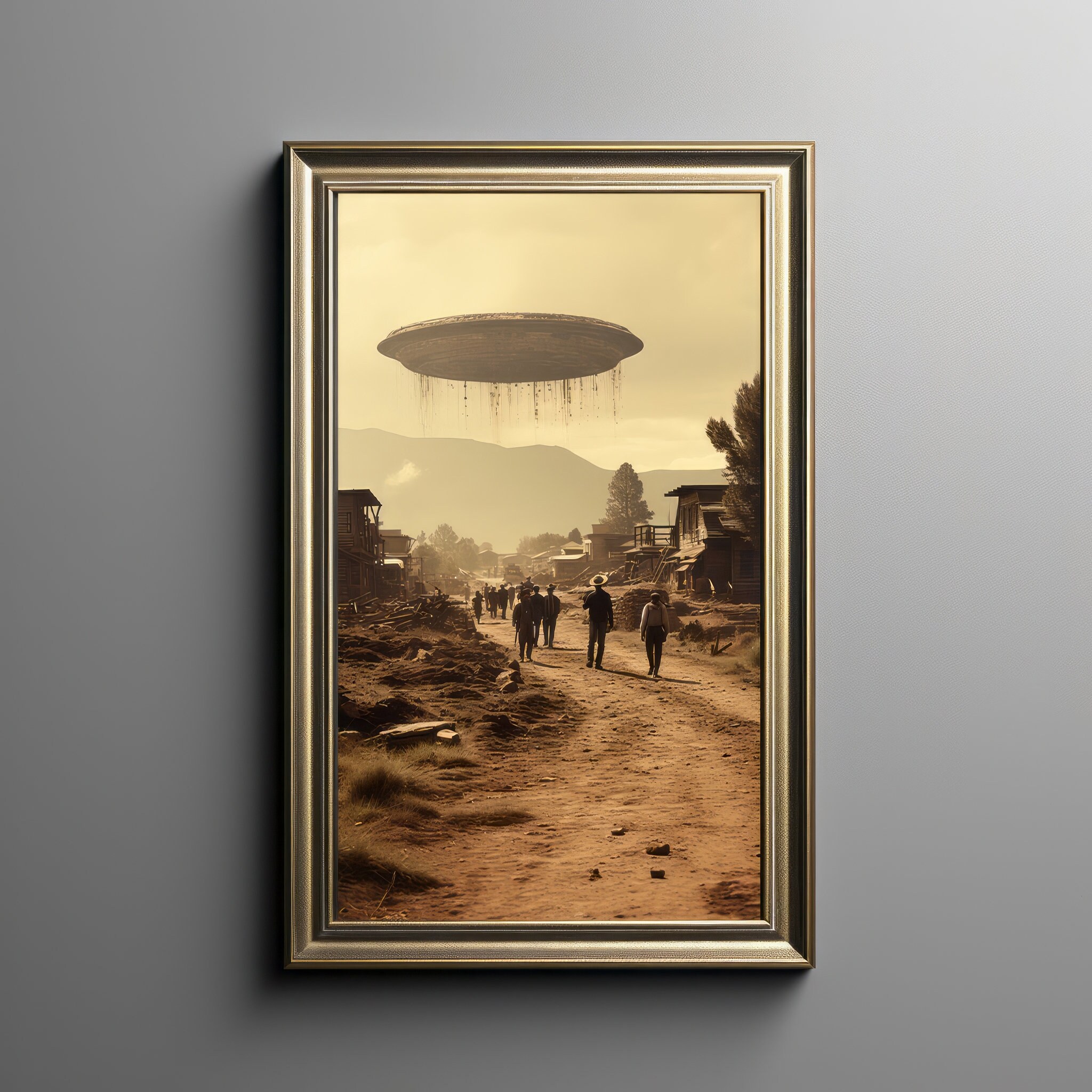 Vintage Alien Art, Dark Academia Cowboy, Wild West, Vintage, Dark Art ...