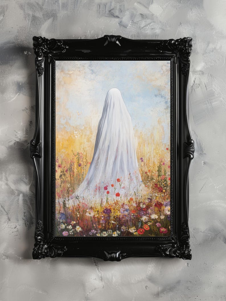 PRINTABLE Veiled Ghost Painted Ghost Wallart Vintage Oil Painting ...
