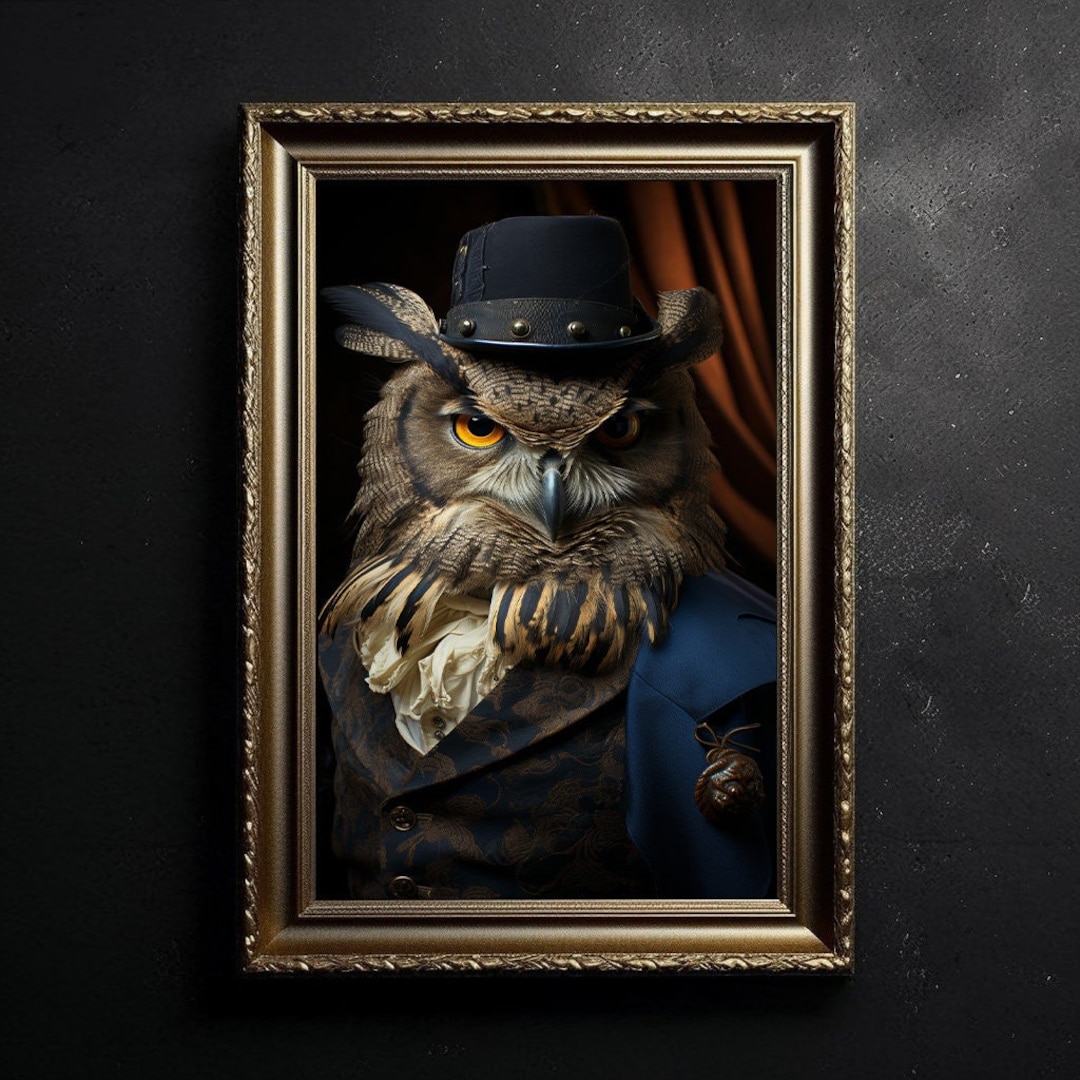 PRINTABLE Victorian Owl Animal Art Victorian Portrait Vintage Style ...