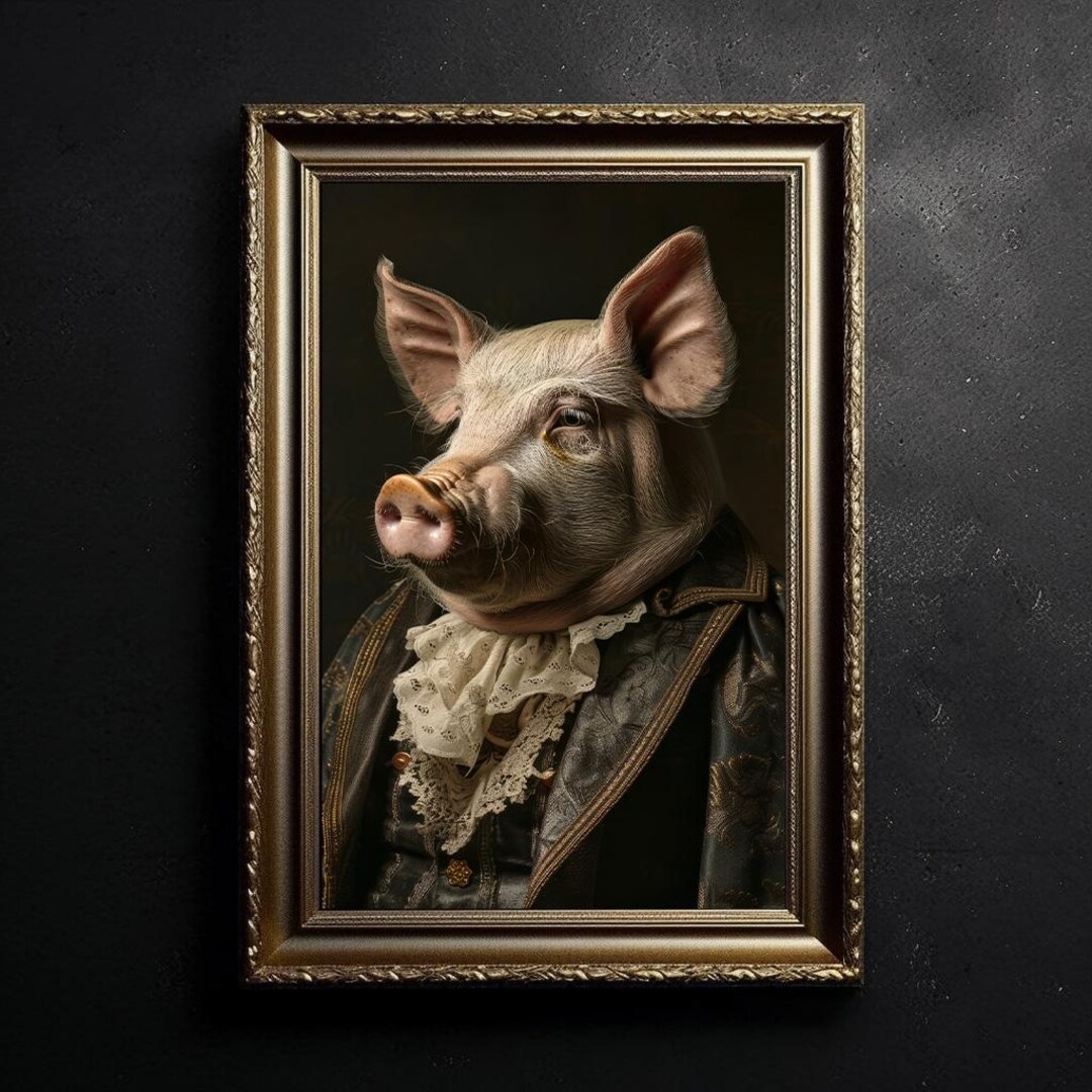 Victorian Pig Wall Art, Dark Academia, Vintage Photography, Animal Art ...
