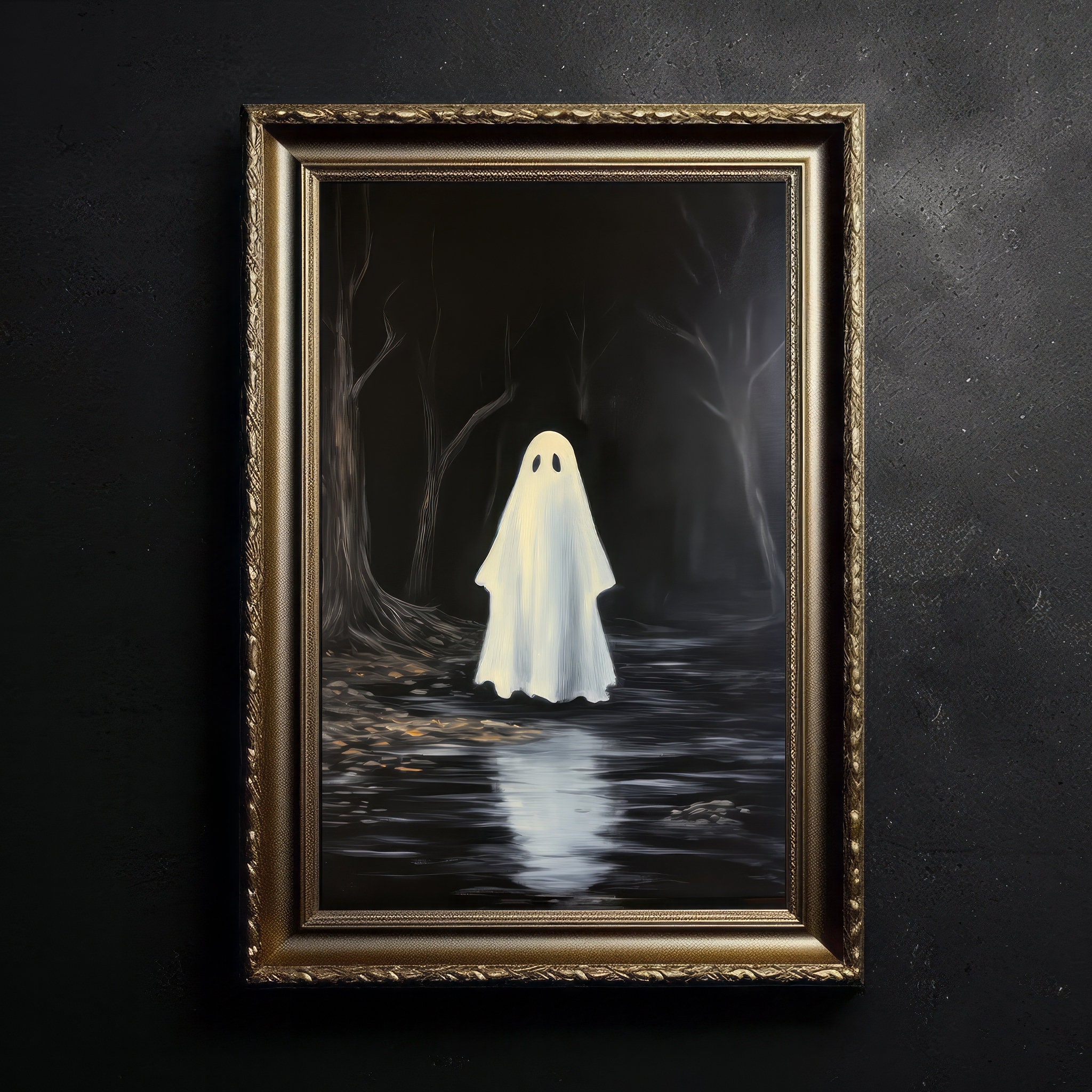 Ghost in the Swamp Sheeted Ghost Art Print Cute Little Ghost - Etsy