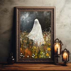 Botanical Ghost Painted Ghost Wall Art Vintage Oil Painting Gothic Dark ...