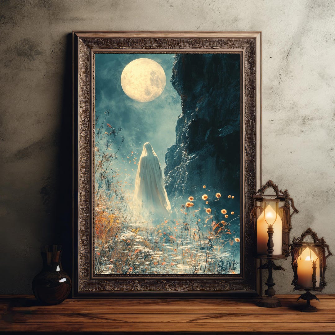 PRINTABLE Moonlight Mountain Ghost Painted Ghost Wall Art Halloween ...