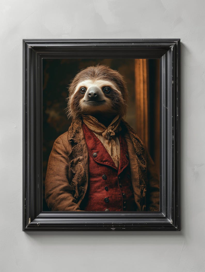 Vintage Photography Sloth Victorian Dark Academia Animal Art, Gothic ...