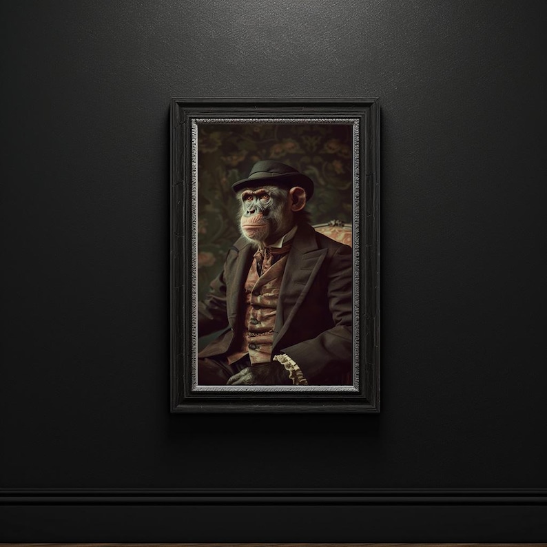 Victorian Monkey Wall Art, Dark Academia, Vintage Photography, Animal ...