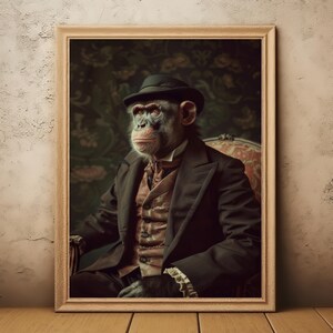 Victorian Monkey Wall Art, Dark Academia, Vintage Photography, Animal ...