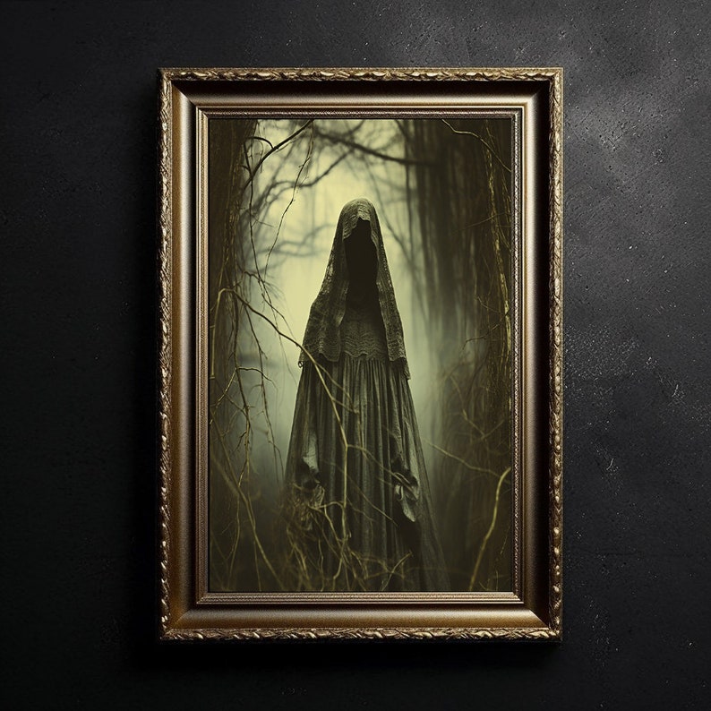 PRINTABLE Bewitched Bride in Haunted Forest Vintage Gothic Wall Print ...