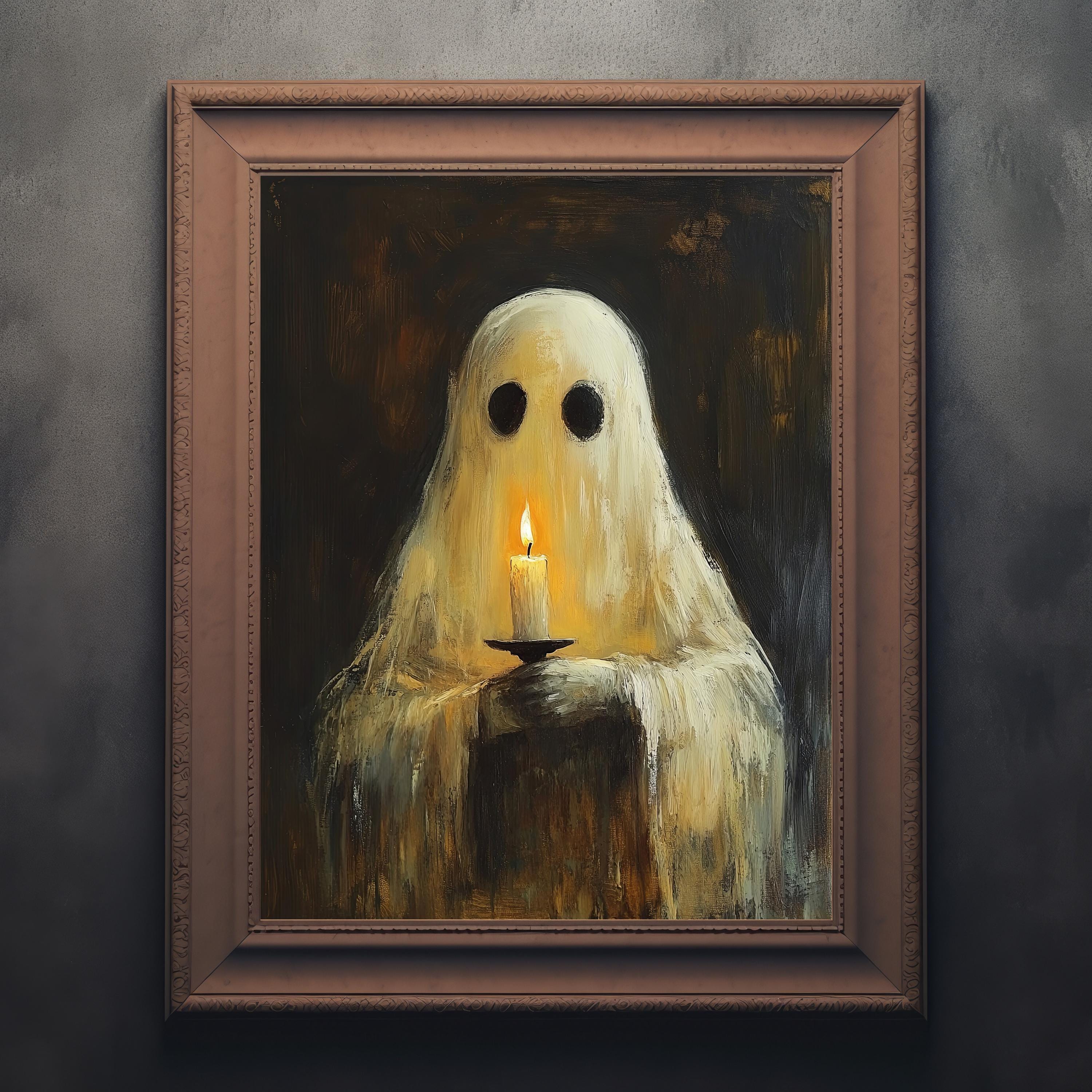 Halloween Ghost Painted Ghost Wall Art Vintage Oil Painting Gothic Dark ...