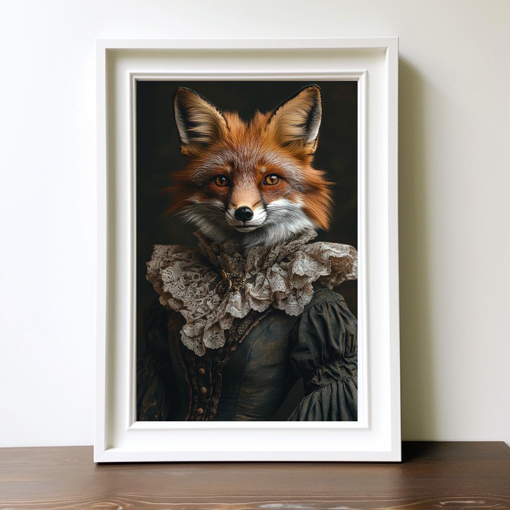 Vintage Photography Dark Academia Victorian Fox Animal Art, Gothic Fox ...