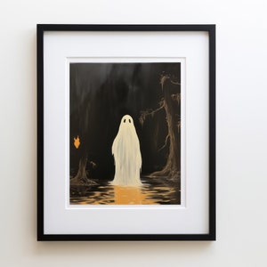 Ghost in the Swamp, Ghost Painting, Sheeted Ghost Art Print, Cute ...