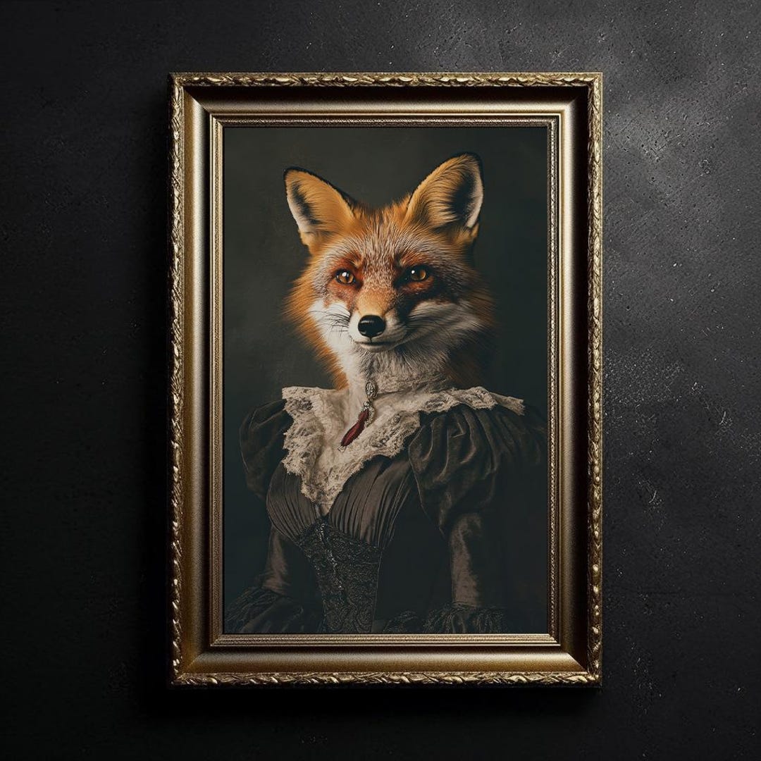 Victorian Fox Dark Academia Vintage Photography Animal Art Gothic Fox ...