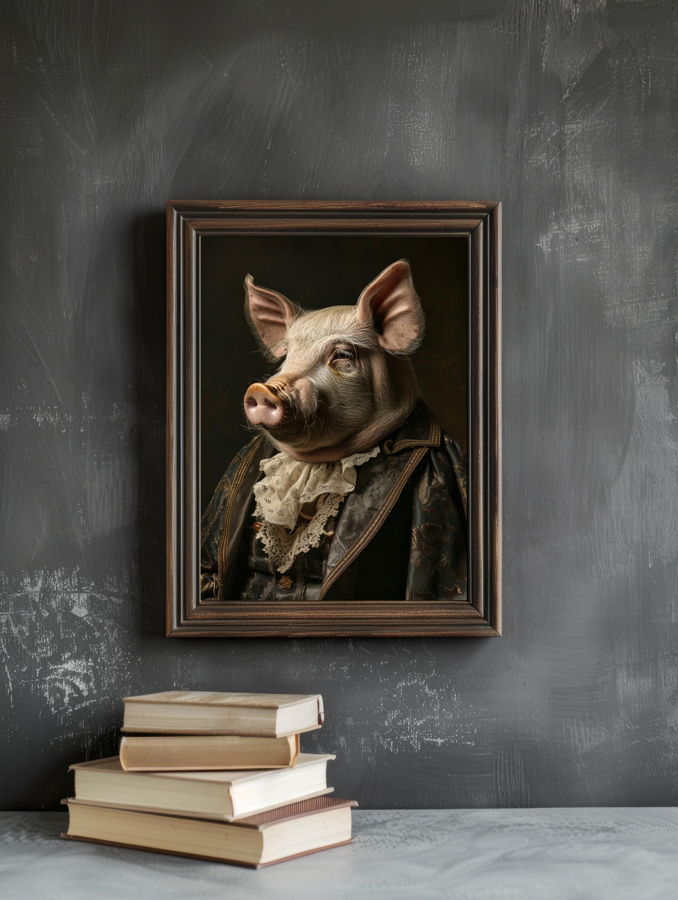 Victorian Pig Wall Art, Dark Academia, Vintage Photography, Animal Art ...