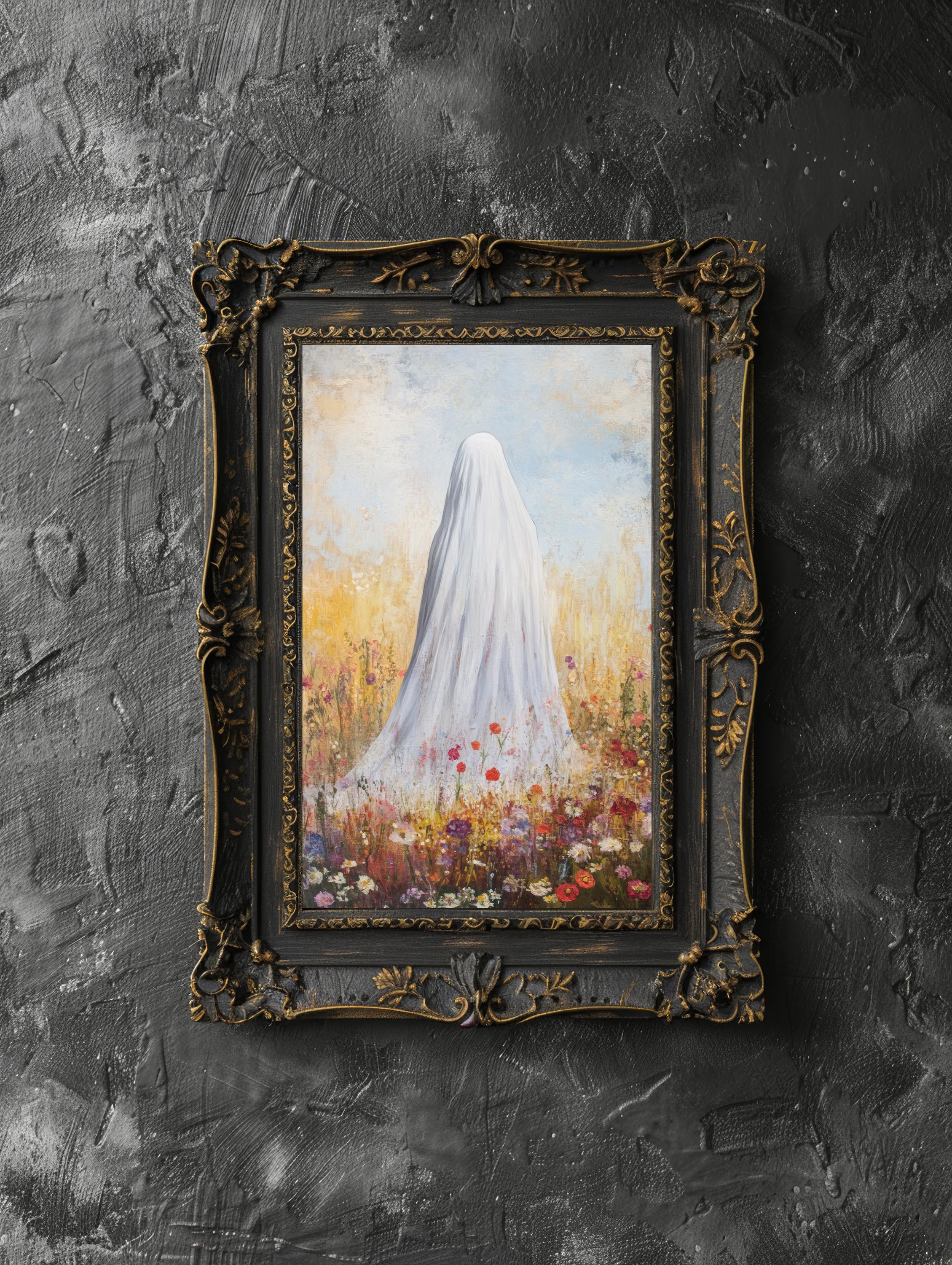 PRINTABLE Veiled Ghost Painted Ghost Wallart Vintage Oil Painting ...