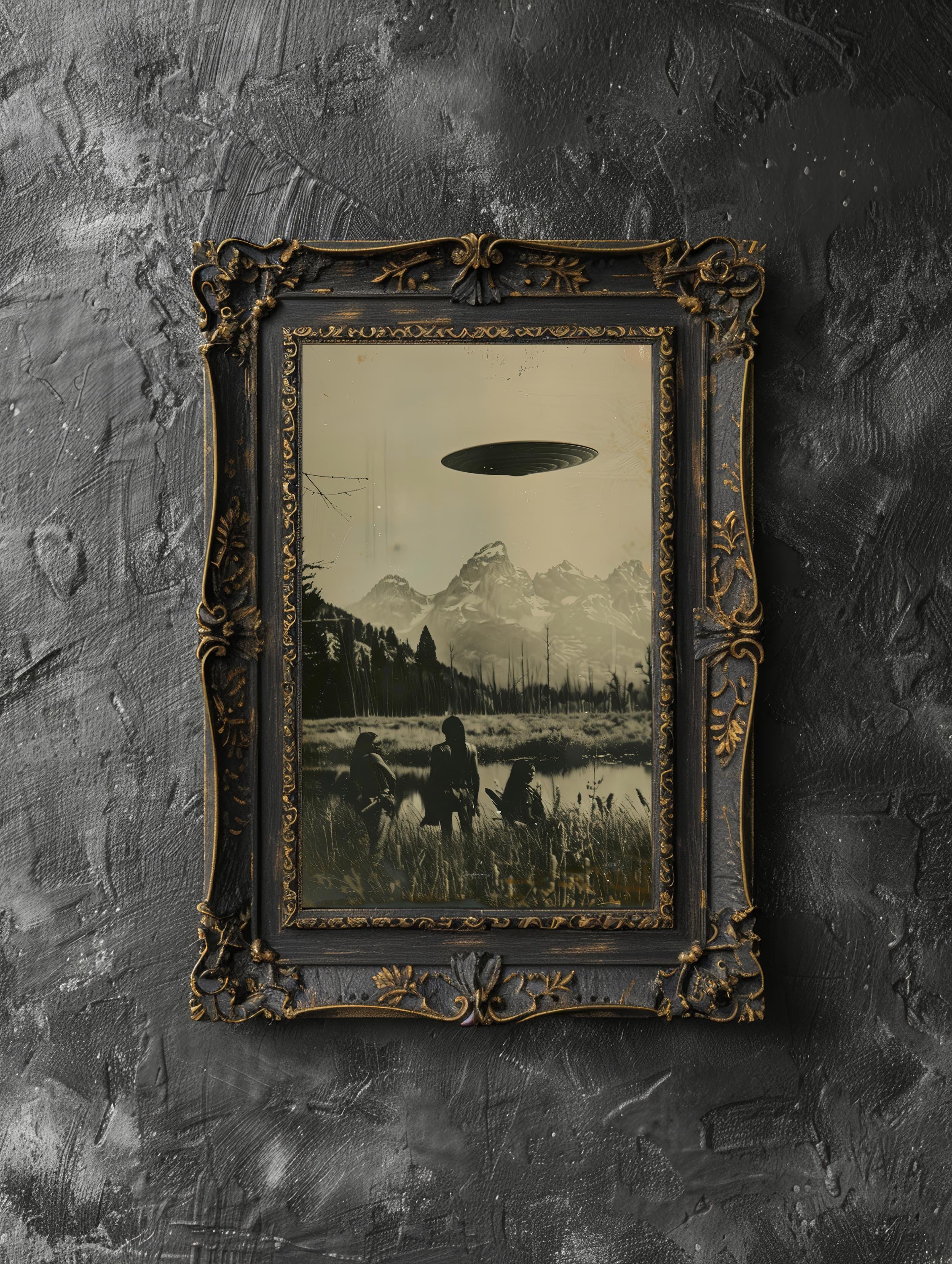 Vintage Alien Close Encounter Wall Art, Dark Academia, Native American ...