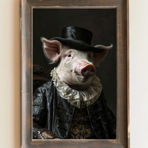 Victorian Pig Wall Art, Dark Academia, Vintage Photography, Animal Art ...
