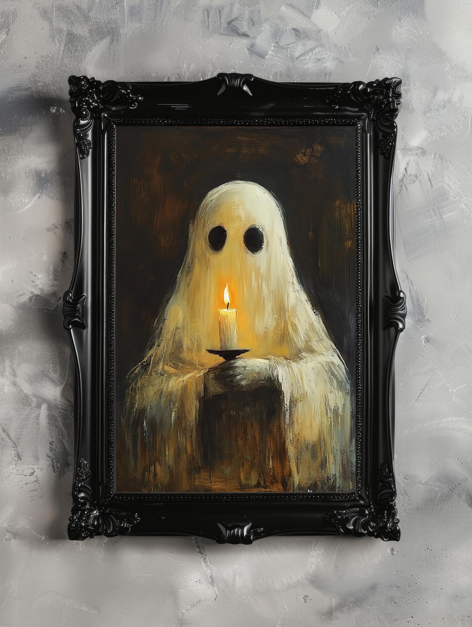 Halloween Ghost Painted Ghost Wall Art Vintage Oil Painting Gothic Dark ...