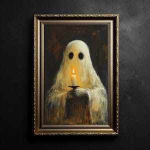 Halloween Ghost Painted Ghost Wall Art Vintage Oil Painting Gothic Dark ...