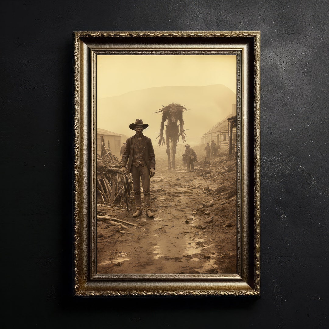 Vintage Alien Art, Dark Academia Cowboy, Wild West, Vintage, Dark Art ...