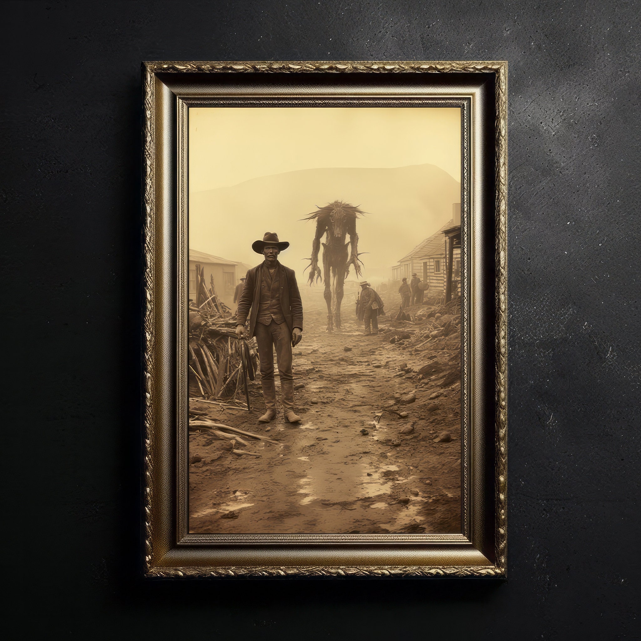 Vintage Alien Art, Dark Academia Cowboy, Wild West, Vintage, Dark Art ...