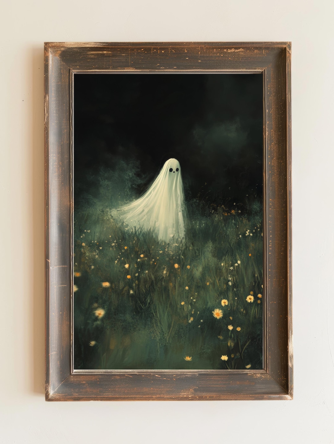 PRINTABLE Wildflower Ghost Painted Ghost Wall Art Halloween Vintage Oil Painting Gothic Dark ...