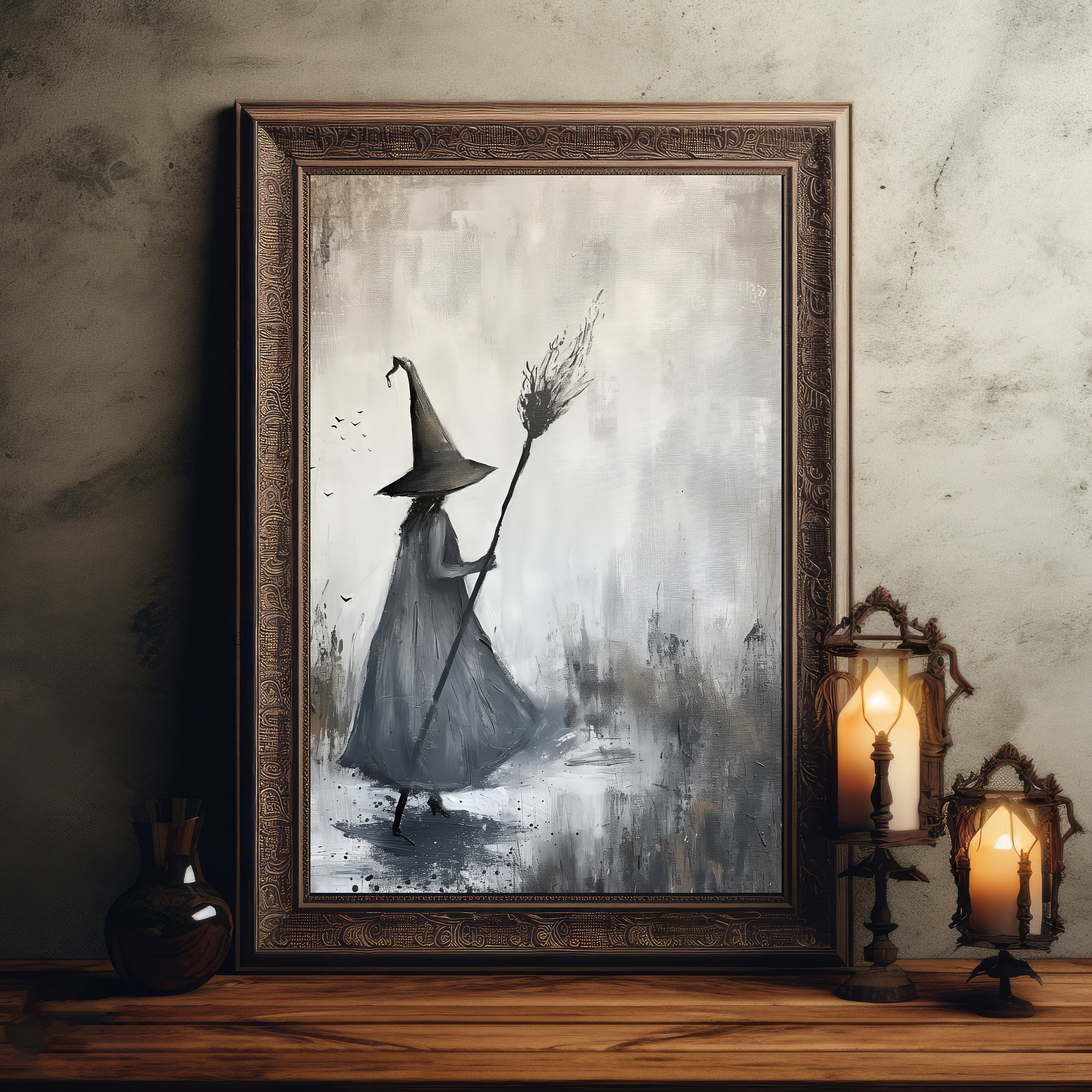 PRINTABLE Painted Witch Poster, Vintage Poster, Art Poster Print, Dark ...