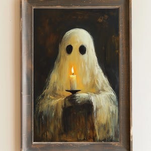 Halloween Ghost Painted Ghost Wall Art Vintage Oil Painting Gothic Dark ...